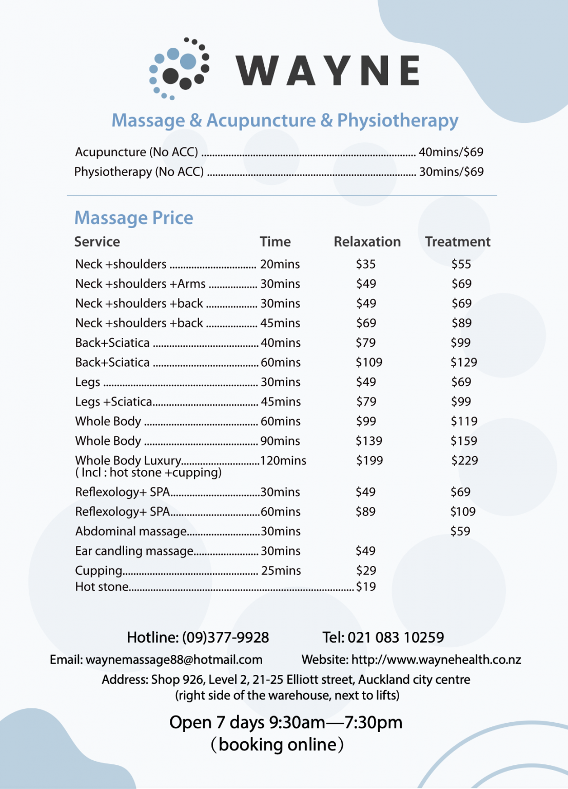 Wayne Health – Chinese Massage – Acupuncture – Physio